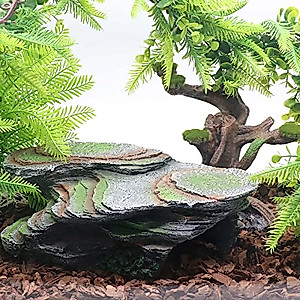 Reptile Resting Terrace Tortoise Climbing Platform Shale Scape Step Ledge, Reptile Cave Hideout Leopard Gecko Accessories Decorations, Great for Reptiles, Amphibians, Bearded Dragons, Lizard, Frogs