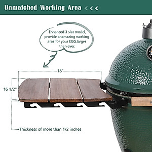 Dracarys Bamboo Side Shelves for Big Green Egg,3 Slat Bamboo Egg Mate with Folding Side Shelves Table,Large Big Green Egg Side Table Replacement - 3 Shelves Slats for Large Big Green Egg