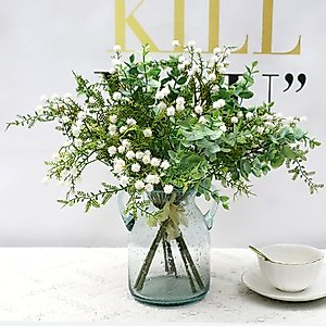 YaleBay 14 Bundles Artificial Flowers, Artificial Grasses Outdoor Fake Grasses for Decoration UV Resistant No Fade for Farmhouse,Home,Garden,Office,Patio,Wedding and Indoor Outdoor Decoration