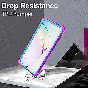 KSELF Case for Samsung Galaxy Note 10 Plus Case With Screen Protector, Full Body Protective Hybrid Dual layer Shockproof Acrylic Back Case Cover for Galaxy Note 10 Plus 5G 6.8 inch (Purple Light Blue)