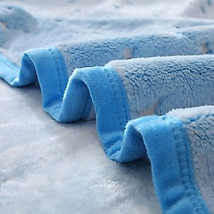 Glow in The Dark Throw Blanket for Kids, Soft Fleece Blanket for Couch Bed, Outdoor Fuzzy Blanket with Galaxy Planet Pattern, Birthday Gifts for Girls Boys and Toddler Blue 50x60 Inch