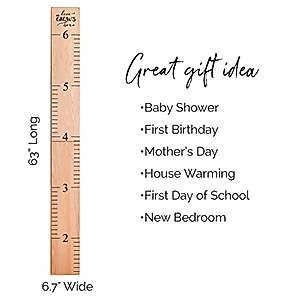 Headwaters Studio Wooden Ruler Growth Chart for Kids, Boys & Girls - Height Chart & Height Measurement for Wall - Kids Nursery Wall Decor & Room Hanging Wall Decor - Love Grows Here - Gray