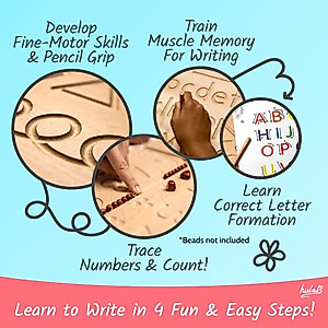 Hulats Learn to Write - Number & Letter Tracing Boards for Kids Ages 3-5 - Wooden Alphabet Learning Montessori Toys 3+ Year Old Toddler Writing Tools Beginner Homeschool Preschool Classroom Must Haves