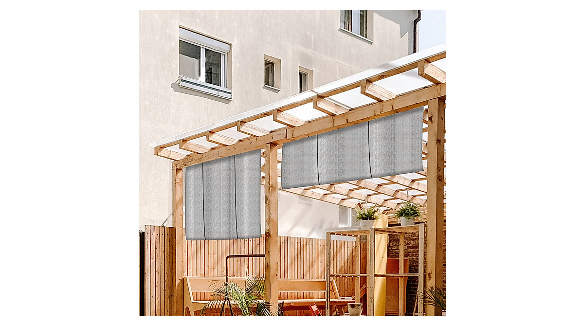 Outdoor Roller Shades 7'W x 6'H by FLORALEAF for Patio Privacy