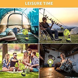 Portable Fan for Ryobi 18v Battery, Cordless Fans Portable Battery Operated Fan with Battery and Charger,with 300LM LED Light, for Hom, Outdoor,Camping, Picnic and Job Site