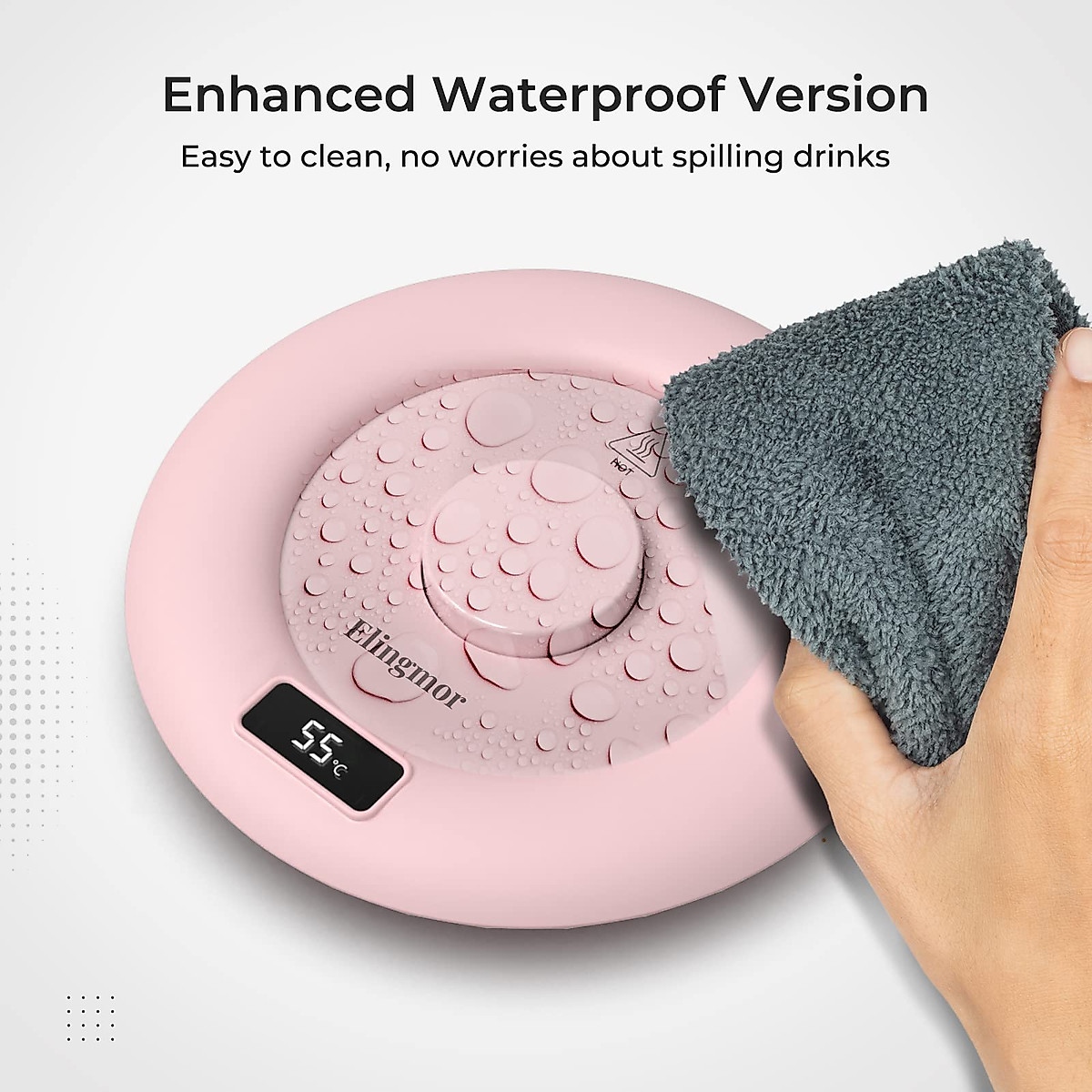 Elingmor Coffee Mug Warmer for Desk with Auto Shut Off,Smart Cup Warmer Suitable for Cups with Small Size Including Concave Bottoms,USB Electric Warmer for Coffee,Hot Cocoa,Tea,Water and Milk (Pink)