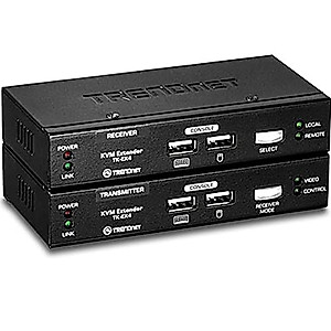 TRENDnet KVM Extension Kit, Extend Keyboard/Video/Mouse Controls, up to 100 Meters (328 ft.), Hot-Keys, Transmitter, Receiver, PS/2, VGA, TK-EX4