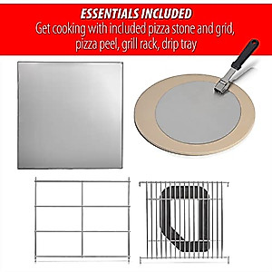 Deco Chef Portable Outdoor Pizza Oven and Grill with Propane Gas CSA Approved Regulator and Hose, Includes Pizza Peel, Stone, Built-In Thermometer, and Grill Rack, Black