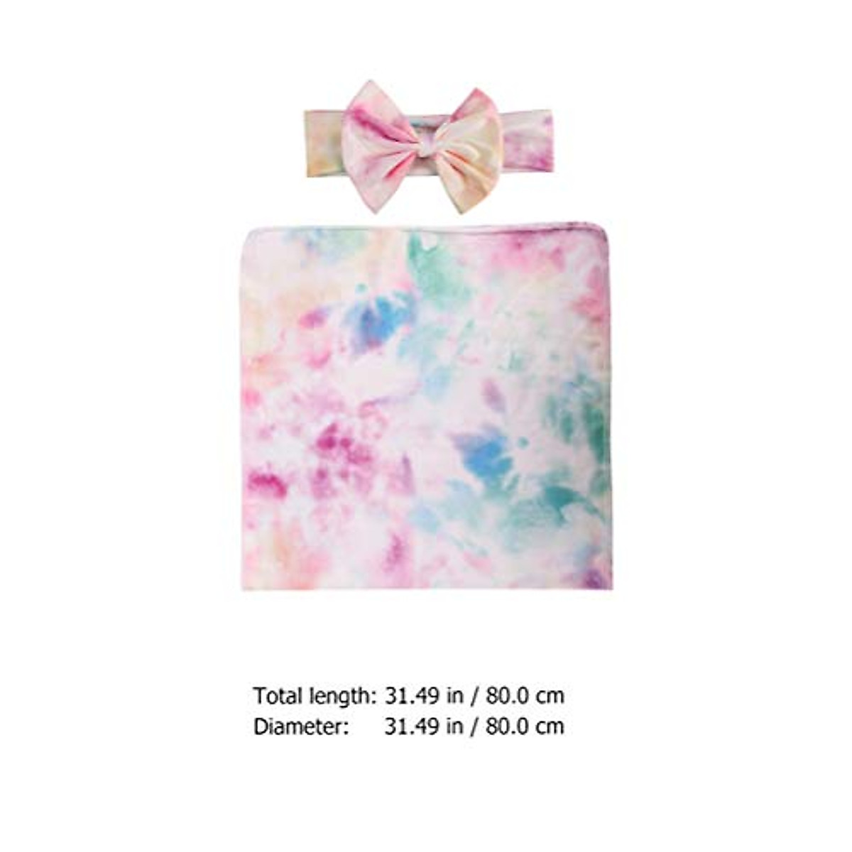 TOYANDONA Infant Swaddle Wrap Tie Dye Receiving Blanket with Bow Headbands Baby Wrap Blanket Stretchy Swaddle Sack Photo Booth Prop for Newborn Infant Baby Unisex