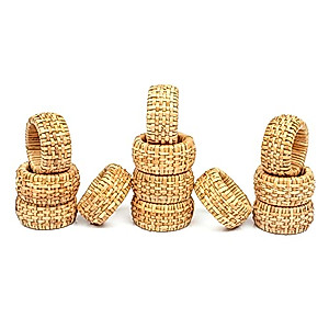 Goroly Home Natural Rattan Decorative Napkin Rings Set of 12, Serviette Napkin Rings Bulk for Party Decoration, Table Top Décor for Dinning Table, Everyday, Christmas, Easter Family Gatherings