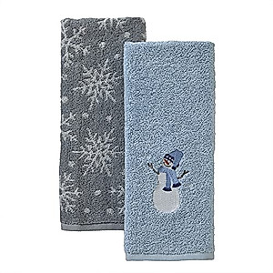SKL Home Snowman Sled Hand Towel (2-Pack), Blue