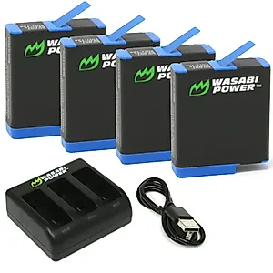 Wasabi Power Battery (4-Pack) and Triple Charger for GoPro Hero 8 Black (All Features Available), Hero 7 Black, Hero 6 Black, Hero 5 Black, Hero 2018
