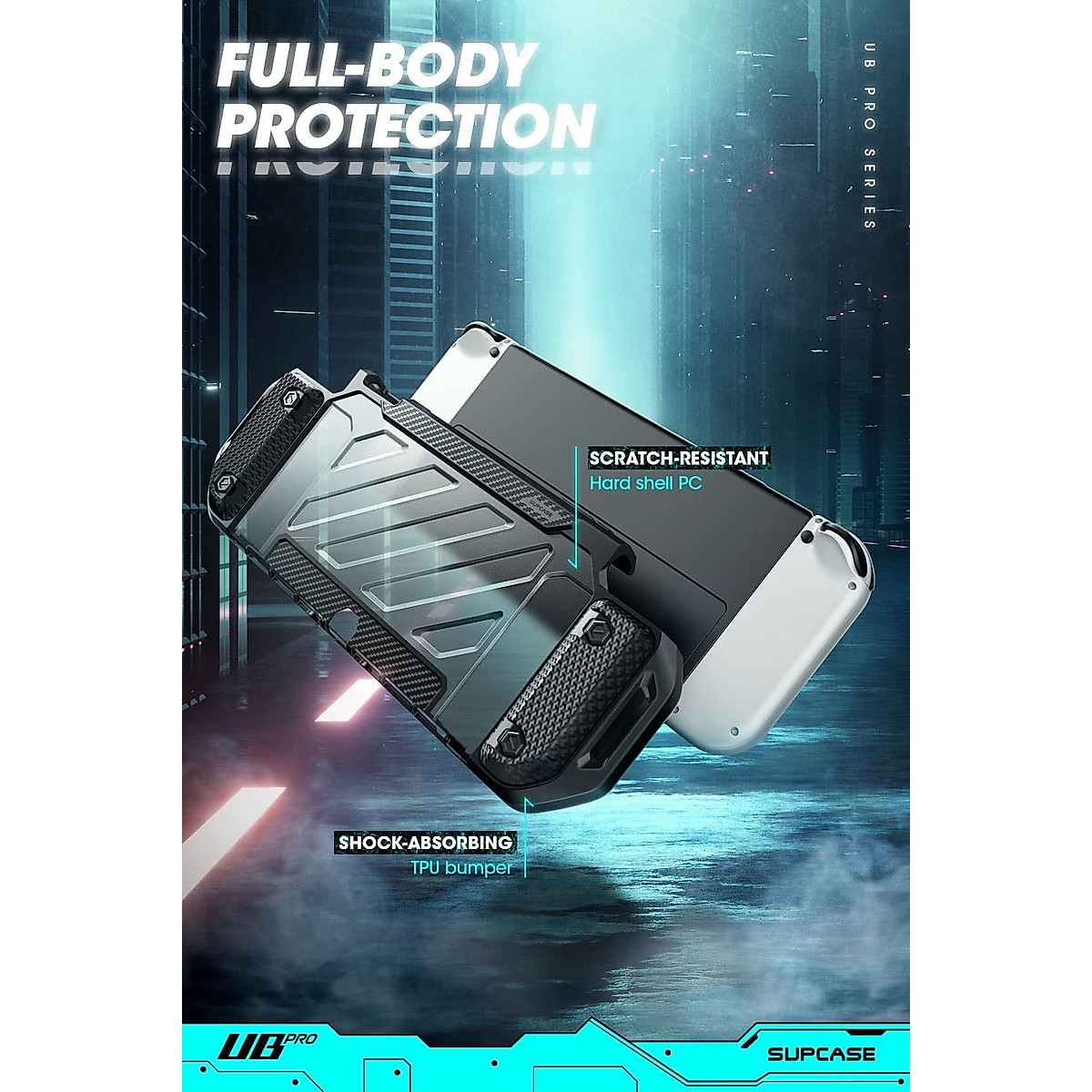 SUPCASE for Nintendo Switch OLED Case 2021 (Unicorn Beetle Pro), [Military-Grade Protection] [Switch Console Compatible] Dockable Protective Cover Accessories for Nintendo Switch OLED, FrostBlack