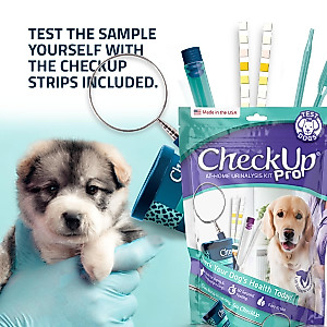 CheckUp Pro at Home Wellness Test for Dogs | Telescopic Pole, Cup, 2 Strips | Early Detection of 10 Health Indicators | pH, Protein, Urobilinogen, Glucose, Bilirubin, Ketone, S-Gravity, Blood in urine