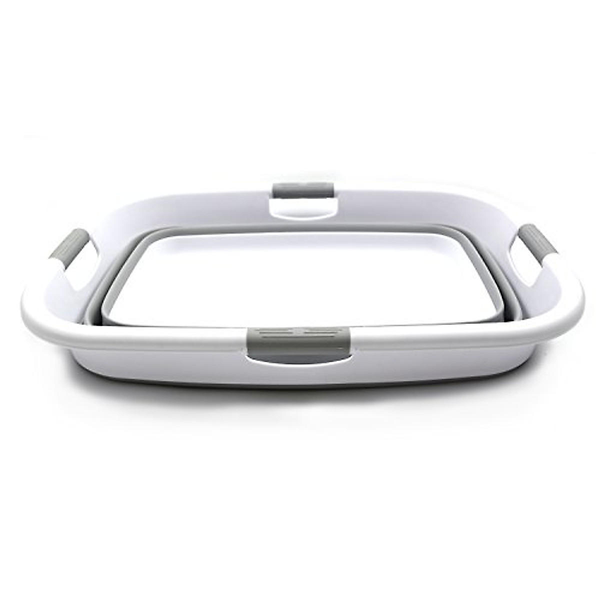 SAMMART 49L Collapsible 4 Handled Laundry Basket-Foldable Storage Container-Portable Washing Bin-Space Saving-Pet Bath Tub,Water capacity 37L (1, Grey), Size: 25.4 x 18.7 x 10.25 inches