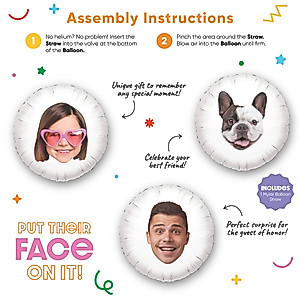 Big Dot of Happiness Personalized Fun Face Photo Balloons, Custom Birthday Balloons, Anniversary Party Decorations, Baby Shower, Bachelorette Party Decor, Circle Double-Sided Mylar Balloon, 1 Piece