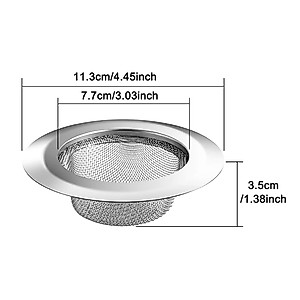 2pcs Kitchen Sink Strainer,Stainless Steel Drain Filter Strainer with Lid,4.45" Large Wide Rim Anti Clogging Mesh Drain Strainer,Drain Cove r for Most Bathroom Kitchen Sinks Drain