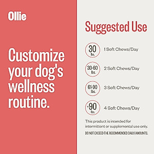Ollie Chill Pills Calming Supplements for Dogs - Anxiety Relief for Dogs - Calming Bites for Dogs - Dog Melatonin - Dog Stress and Anxiety Relief - Calming Chews for Dogs - 60 Count Appx.