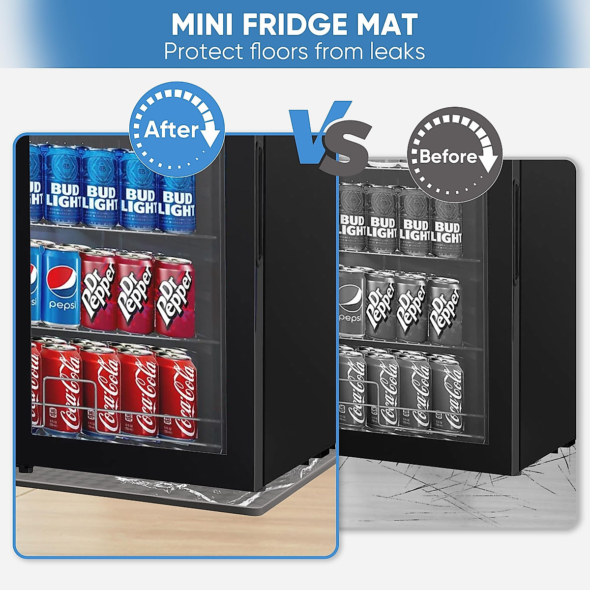 NinjaTiger Mini Fridge Silicone Mat - 23.6'' x 23.6'' Refrigerator Floor Protector Mat with Raised Edge Mini Fridge Drip Tray Pan Silicone Mat For Small Fridge Washer Dryer Freezer (Grey-1pack)