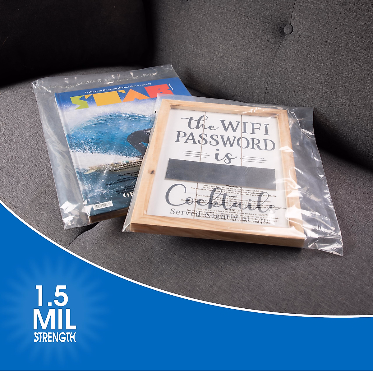 Spartan Industrial - 14" X 20" (500 Count) Self Seal Clear Poly Bags with Suffocation Warning for Packaging, Clothes - Permanent Adhesive