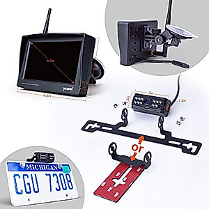 Yuwei Digital Wireless Backup Camera System with 4.3’’ Wireless Reversing Monitor, Stable Wireless Signal & No Interference for Cars, Pickups, Camper, Vans, SUVs, Sedans, Minivans , Cargo Vans,etc