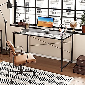 Flrrtenv 39 Inch Computer Desk, Home Office Desk, Small Writing Desk, Wood PC Desk, Modern Simple Study Desk, Black