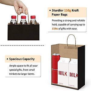 BagDream Gift Bags 10x5x13 Kraft Paper Bags 25Pcs Paper Shopping Bags, Mechandise Bags, Retail Bags, Party Favor Bags, Black Paper Gift Bags with Handles, Recycled Paper Bags Sacks
