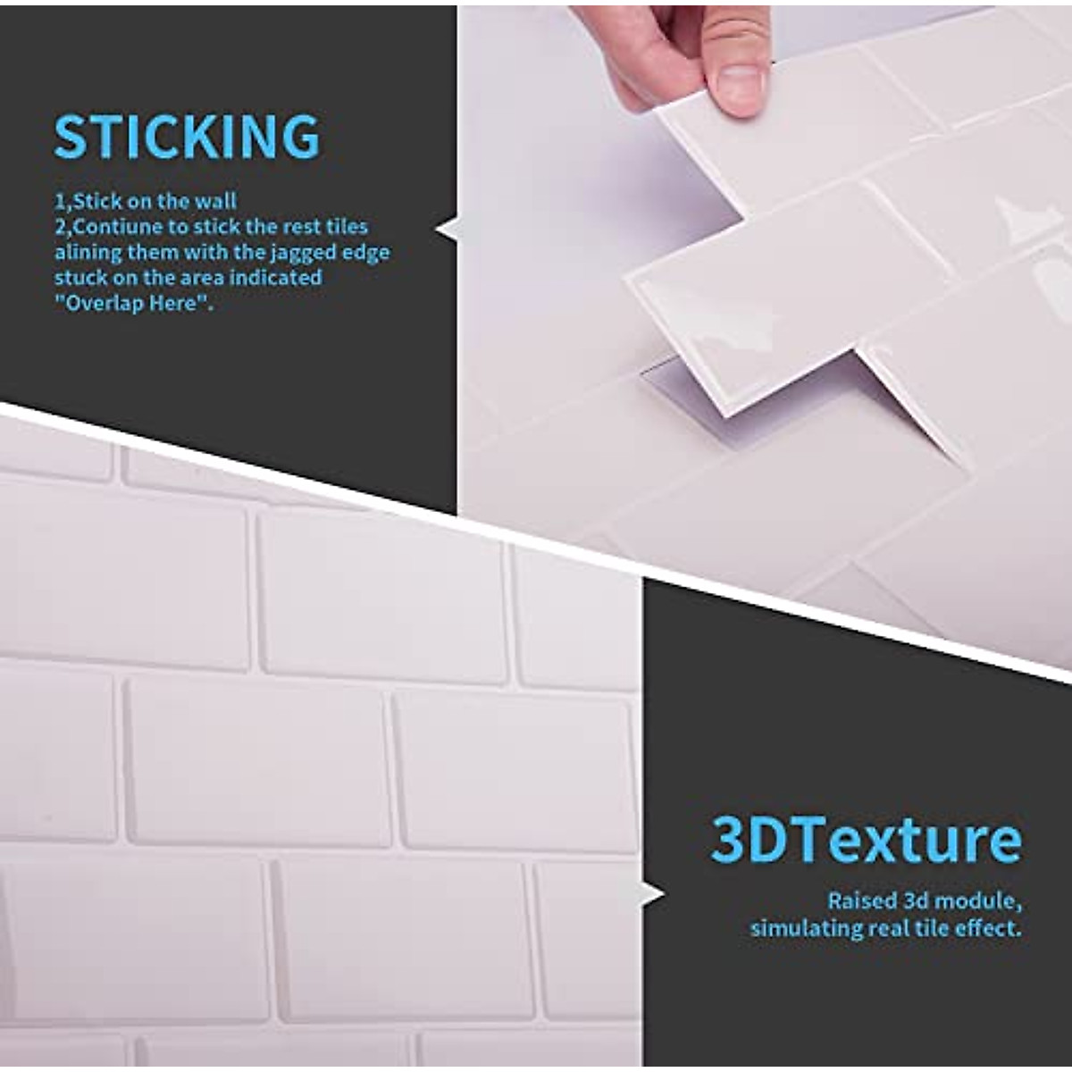 Art3d 10-Sheet Peel and Stick Tile Backsplash - 12"x12" Premium Kitchen Backsplash Peel and Stick Tile, White