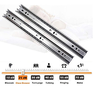 Gobrico Drawer Hardware 16-inch Hydraulic Soft Self Close Drawer Slides Full Extension Ball Bearing Drawer Runners 3Folds 100 lb. 1Pair
