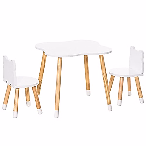 Qaba Wooden Kids Table and Chair Set Ideal for Arts, Meals, Homework, Cute Toddler Activity Table for Age 3 Years+, Grey