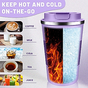 Insulated Coffee Tumblers with Flip Lid 12oz / 17oz, Stainless Steel Travel Coffee Mug Leak Proof, Vacuum Insulated Coffee Mug Thermos Cup, Keeps Cold and Hot for Coffee Tea