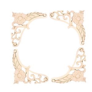 LizhiPier 4-Pack Wood Carved Onlay Flower Appliques, European Accent Piece Wood Decals for Nightstands Cabinet Headboard Wall Dresser Addition to Craft Project(18x18cm/7.1x7.1in)
