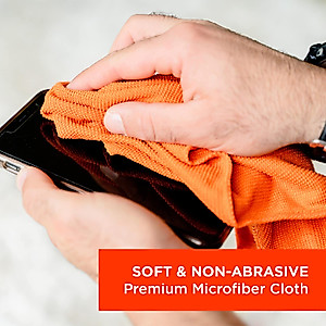 WHOOSH! Microfiber Cleaning Cloth, 3 Pack, Glasses and Screen Cleaning Cloth, Suitable for TV, Car Screen, Computer, Laptop, iPad, MacBook, Smart Phone, Monitor, Watches (14”x14”), Orange
