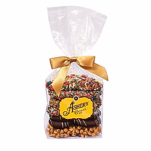 Asher's Chocolates, Chocolate Covered Pretzels Gift Basket, Holiday Assortment of Candy, Small Batches of Kosher Chocolate, Family Owned Since 1892 (8 oz, Milk & Dark)