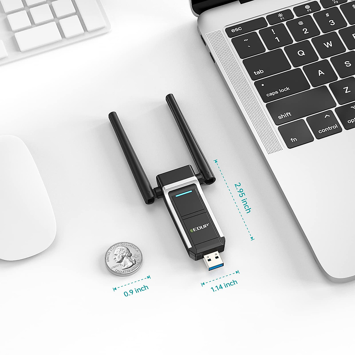EDUP USB 3.0 WiFi Adapter AC 1300Mbps Long Range High Gain Dual Band Antennas 5.8Ghz/2.4Ghz Wireless Network Adapters for Desktop PC Laptop Support Windows 11/10/8.1/8/7/XP/Vista/Mac 10. 6-10.15