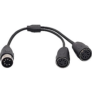 zdyCGTime 7 Pin Din Splitter Cable,DIN 7-Pin Splitter Y Adapter MIDI Cable 7- Pin Plug Male to 2 DIN Female Jack Adapter Y Lead for Bang Olufsen Naim Quad Stereo Systems (30cm/1ft) (7pin)