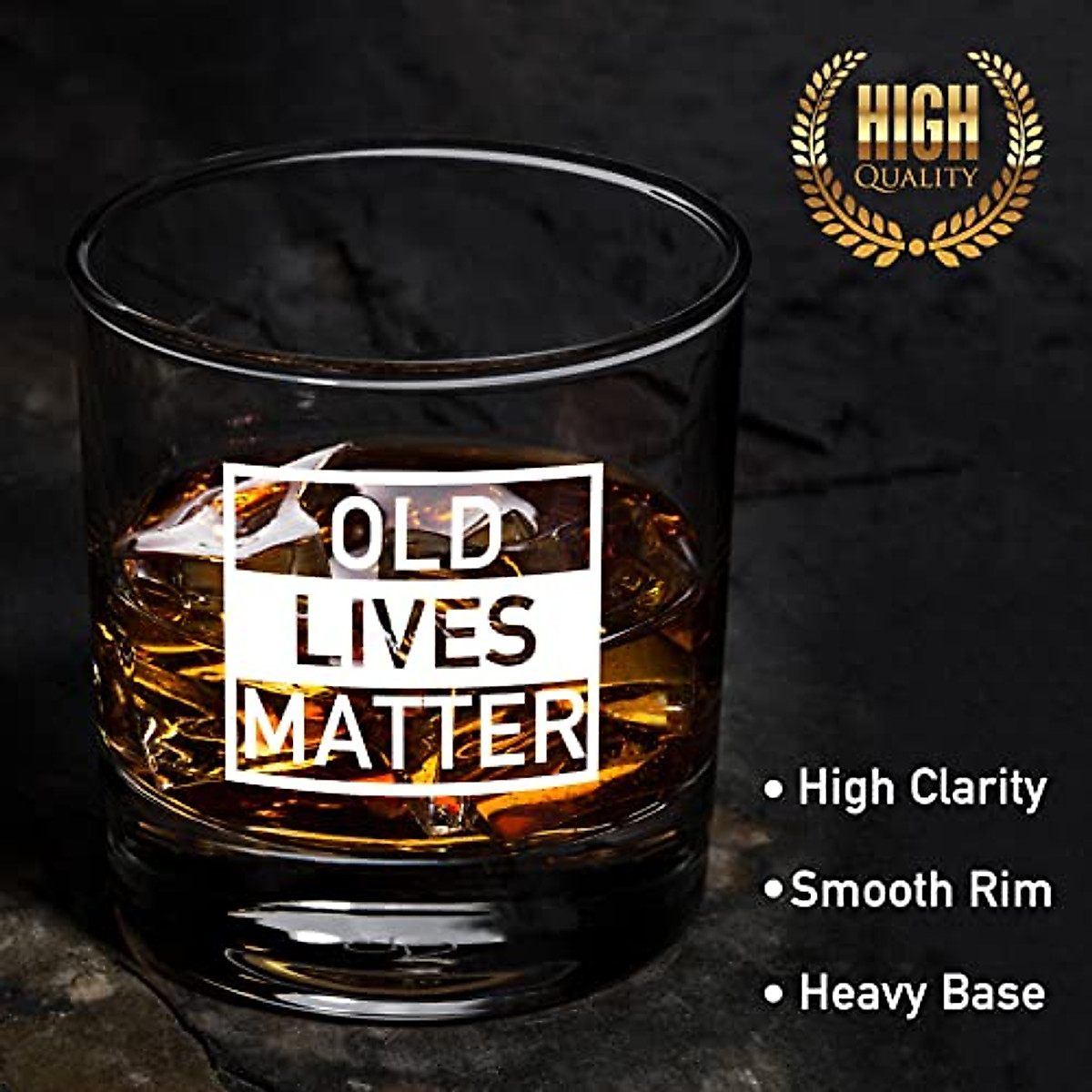 Vivimee Old Lives Matter Beer Glasses & Whiskey Scotch Glasses, Funny Retirement or Birthday Gifts for Dad, Grandpa, Old Man, or Senior Citizen, Gift for Men, Gag Gifts for Men, Mens Gifts