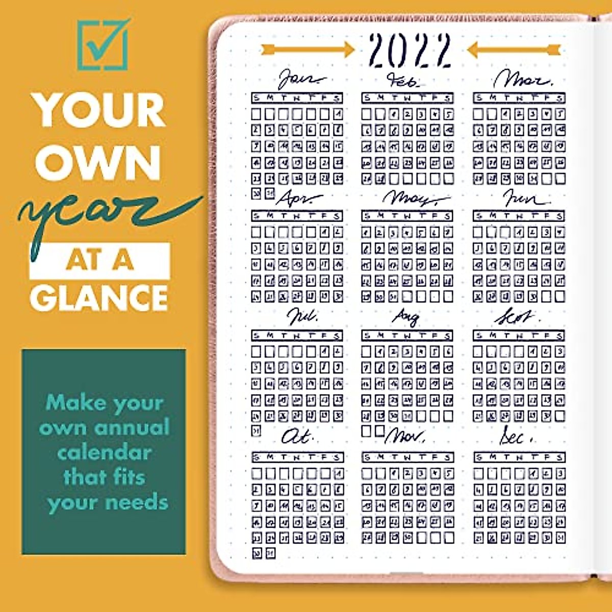 Easy to Use Stencil Set for Dotted Journals - Time Saving Planner Accessories/Supplies Kit Makes Creating Layouts Easy - Incl. Bullet Point Checklists, Daily/Weekly/Monthly Calendars