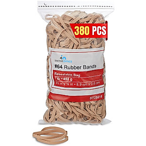 1InTheOffice Rubber Bands #64, Thick Rubber Bands, Heavy Duty Rubber Bands, Beige, Size 64, 380Pack