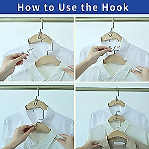 HALIFIN Hanger Connector Hooks, 40 Pcs Hanger Hooks, Stainless Steel Material is Strong and Durable Metal Hanger for Clothes Space Saving Hanger(Silver)