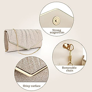 BWKUNOLF Clutch Purse Envelope Clutch Purses Evening Bag Evening Purses Clutches,Women Handbags Shoulder Bag Crossbody Bags for Formal Wedding Party Prom Banquet (Gold)