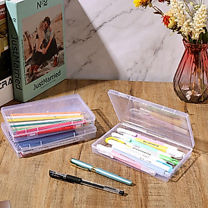 Lemecima 6 Pack Rectangular Clear Plastic Storage Containers Box with Hinged Lid for Beads and Other Small Craft Items (6.9 x 4.2 x 1 inch)