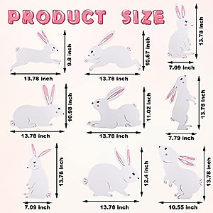 Set of 9 Easter Bunny Yard Signs Bunny Garden Lawn Signs Easter Plastic Outdoor Yard Signs White Rabbits Yard Decoration with Stakes for Easter Party Supplies Photo Props Patio Walkway