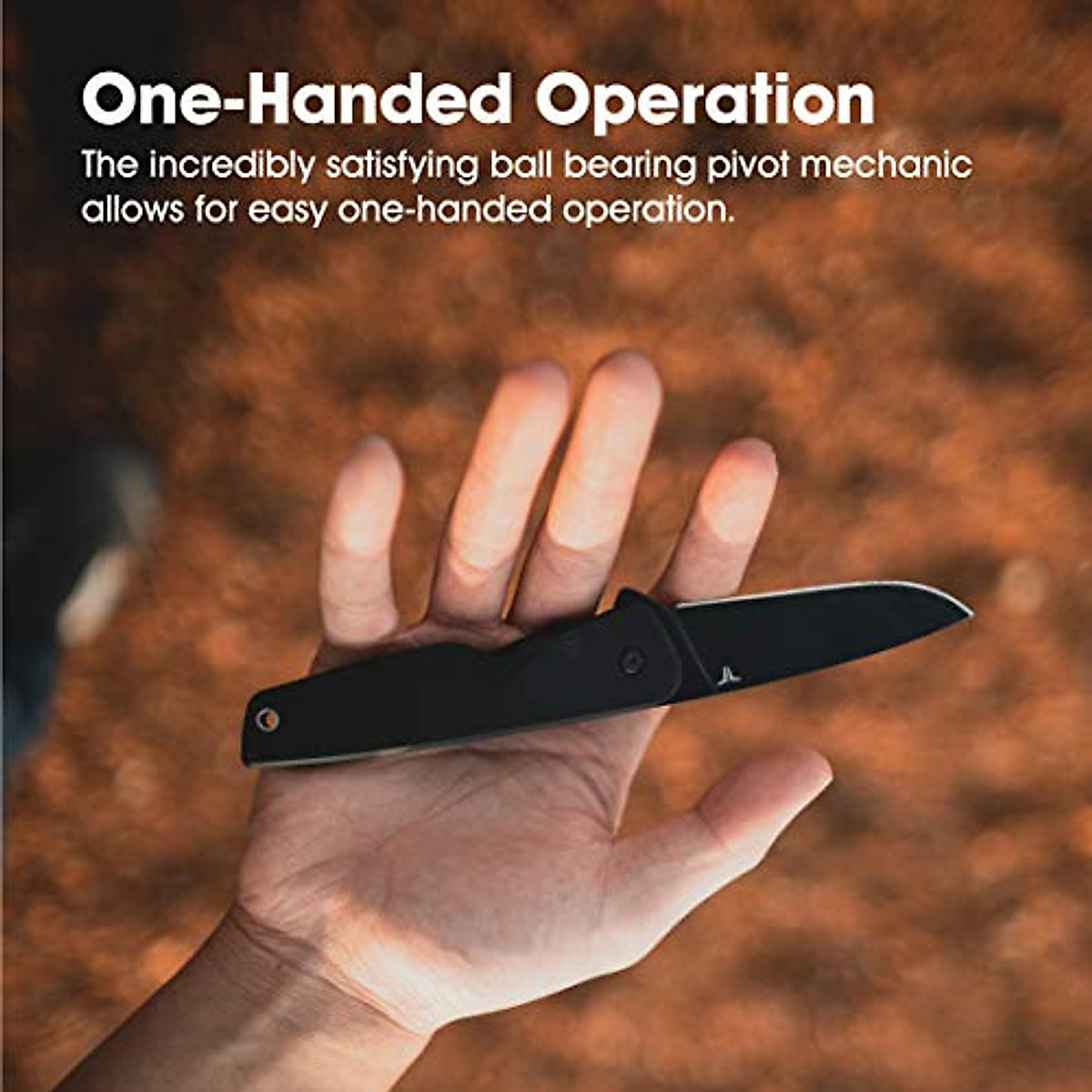 TRUE Ball Bearing Flipper Knife Sharp and Reliable Flipper Pocket Knife with 3" Drop Point Blade, Black, One Size
