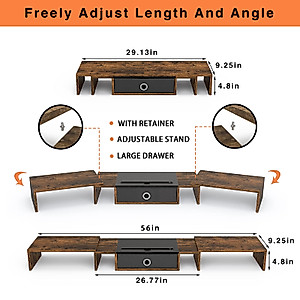 WESTREE Triple Dual Monitor Stand Riser with Drawer,Extra Large Adjustable for 2~3 Monitors,Solt for Phone & Tablet, Desktop Organizer Stand for Computer,Laptop,Printer,TV
