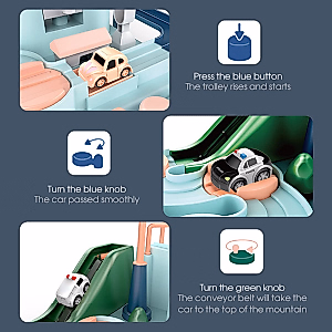 Car Rescue Adventure Toys for 3 4 5 6 7 8 Years Old Boys Girls,City Rescue Toy Set Montessori Car Race Tracks Parking Playsets for Toddlers (Macaron)