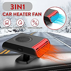 Upgrade Portable Car Heater,12V 150W Car Defroster Windshield Defogger 360° Rotatable,3 in 1 Car Heater Fast Heating & Cooling & Air Purify Plug in Cigarette Lighter for All Car