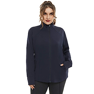 Hanna Nikole Womens Plus Size Active Full Zip Long Sleeve Jacket with Front Pockets Navy 24W