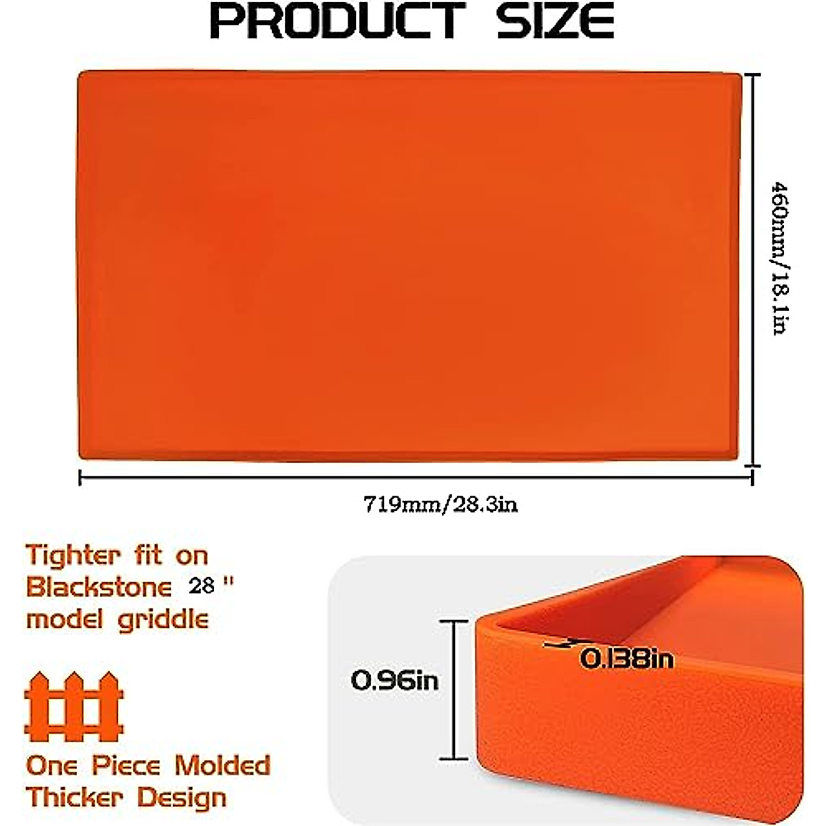 Silicone Protective Cover for 28" Blackstone Griddle,Heavy Duty Food Grade Silicone Grill Mat, Protect Griddle from Rodents, Insects, Debris, and Rust,All Season Cooking Protective Cover