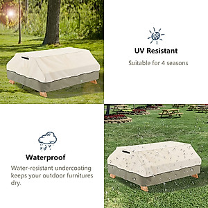 Bitubi 70 / 72 Inch Heavy Duty Waterproof Picnic Table Cover - 600D Tough Canvas Wind Dust Proof Anti-UV Outdoor Patio Table Bench Covers Winter